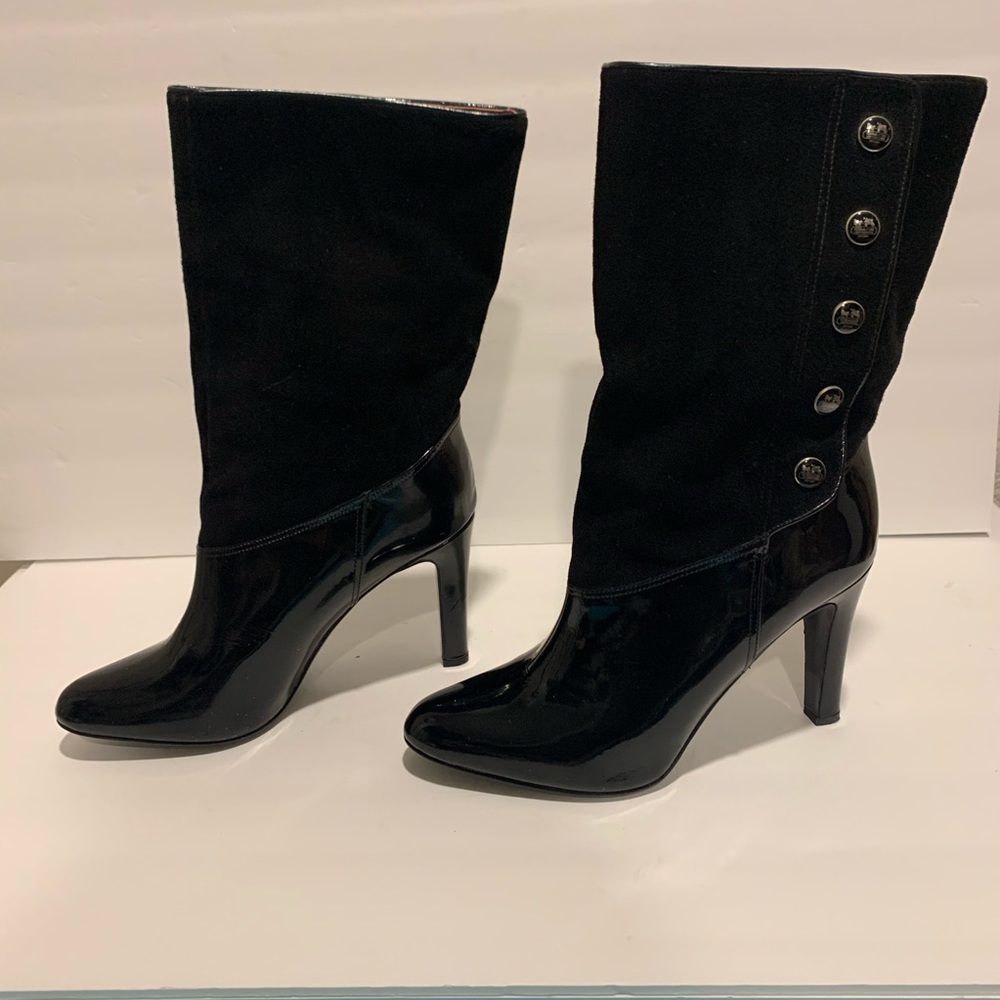 Coach Azalia Patent Suede Button Boot - Gem